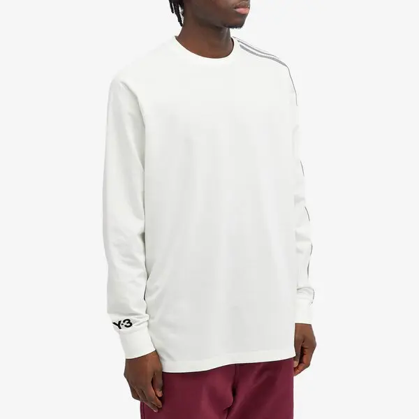 Y3 3 Stripe Long Sleeve T-Shirt In Off White - 45% Off | Editorialist